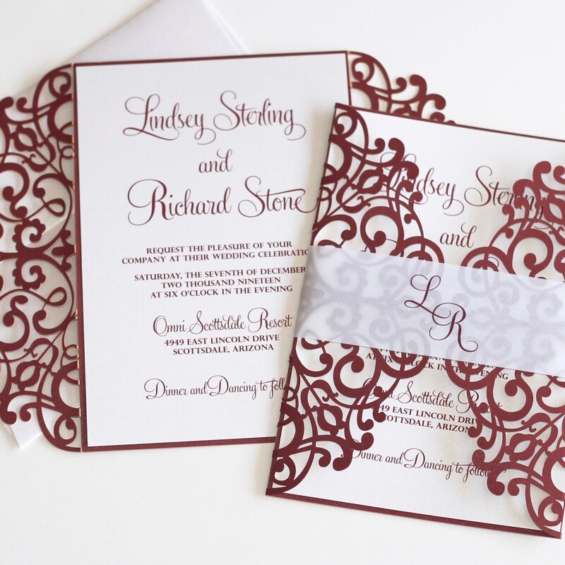 Burgundy Wedding Invitation - Etsy