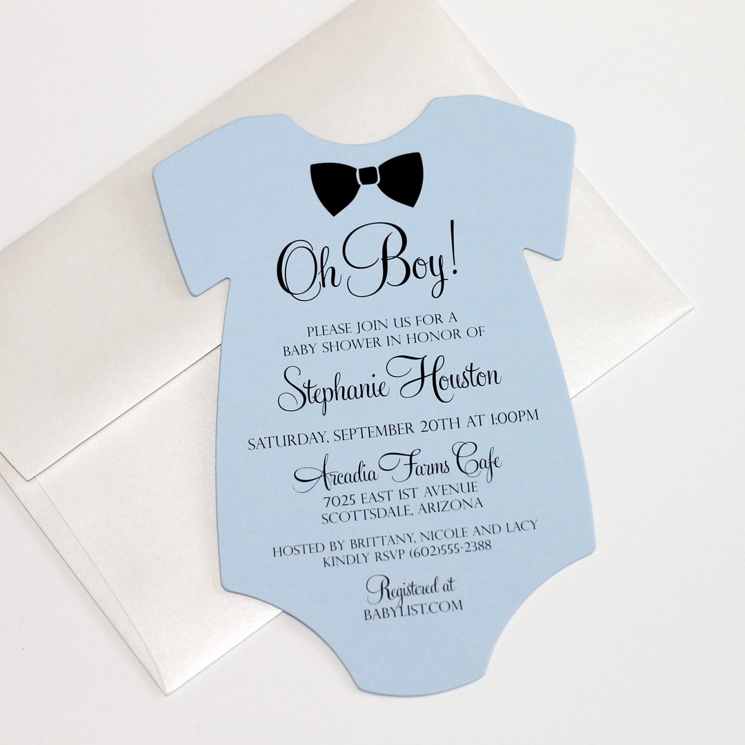 Baby Shower Onesie Invitation Blue Shower Invitation Baby Boy ...