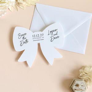 Bow Save the Date Wedding Coquette Theme Save the Date Card Printed ...