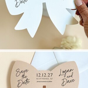 Bow Save the Date Wedding Coquette Theme Save the Date Card Printed ...