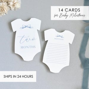 PRINTED Baby Boy Month Sign Baby Milestone Card Blue Monthly Photo Prop ...