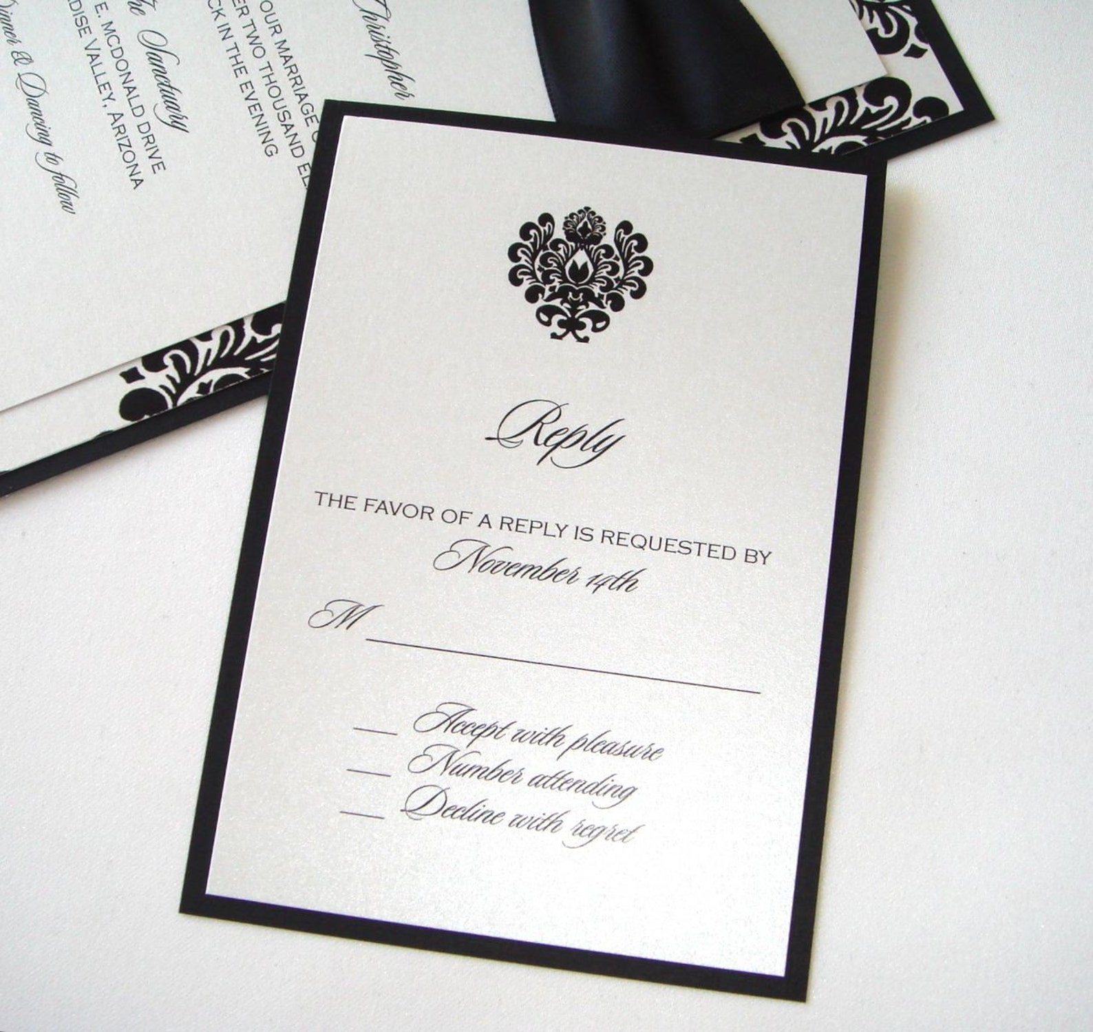 Damask Wedding Invitation Elegant Wedding Invitation - Etsy