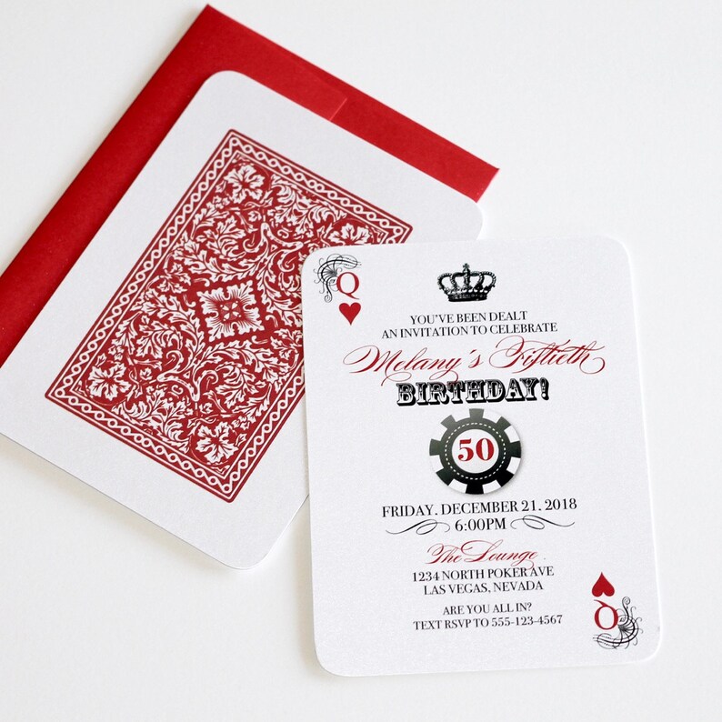 50th Birthday Casino Invitation Playing Card Invitation - Etsy