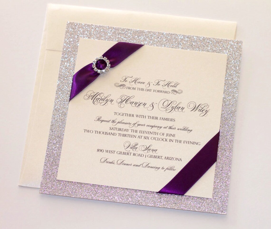 Glitter Wedding Invitation Elegant Wedding Invitation - Etsy UK