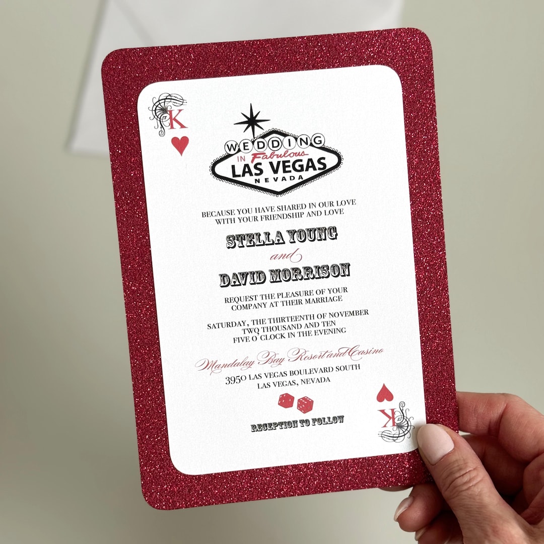 Bling Las Vegas Wedding Invitation Red Vegas Invite Glam Casino Theme ...