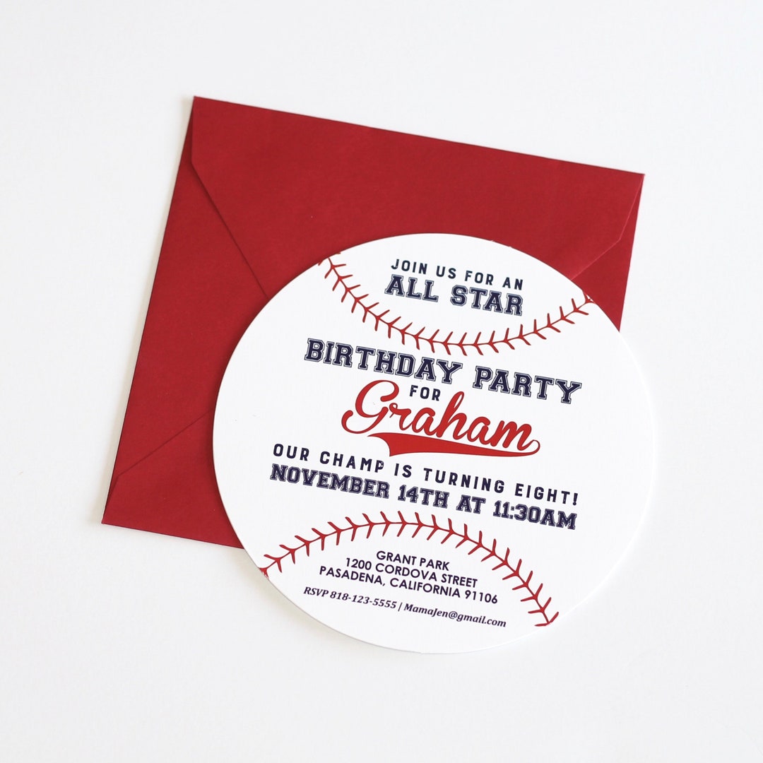 Baseball Invitation Boy Baseball Birthday Party Invite Printed Baseball ...
