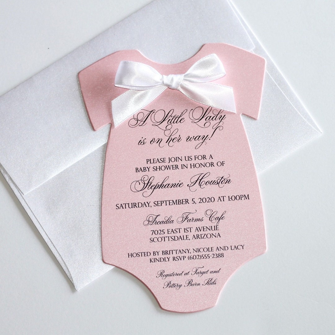 Custom Baby Shower Invitation Girl Pink Baby Invitation Handmade Pink ...