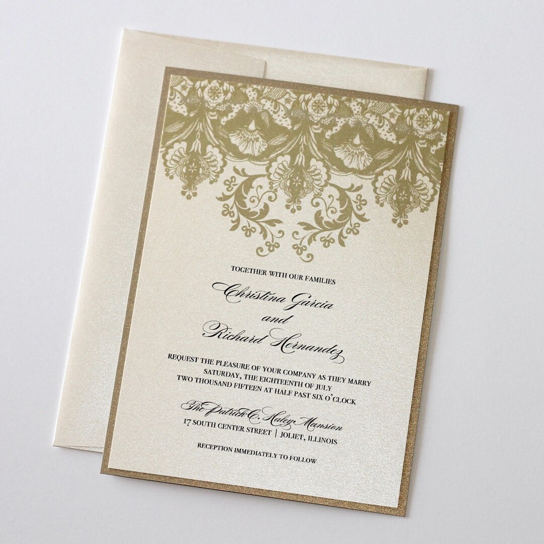Damask Wedding Invitation Elegant Wedding Invitation Floral Wedding ...