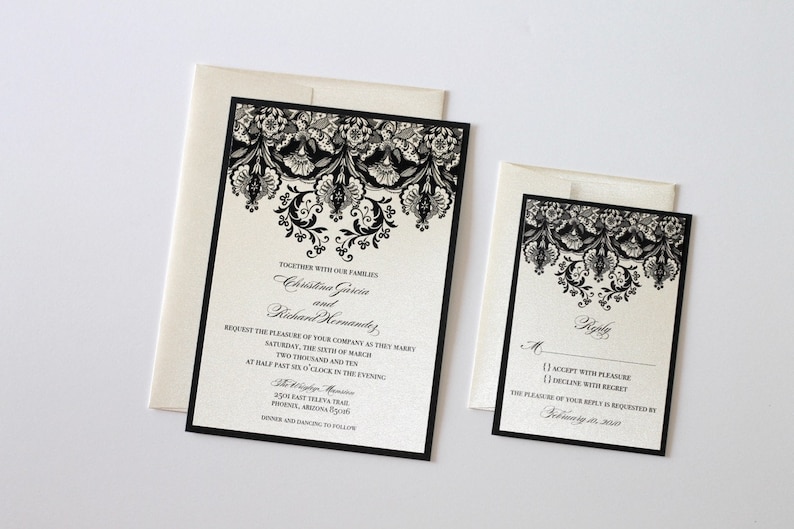 Damask Wedding Invitation Elegant Wedding Invitation Floral | Etsy