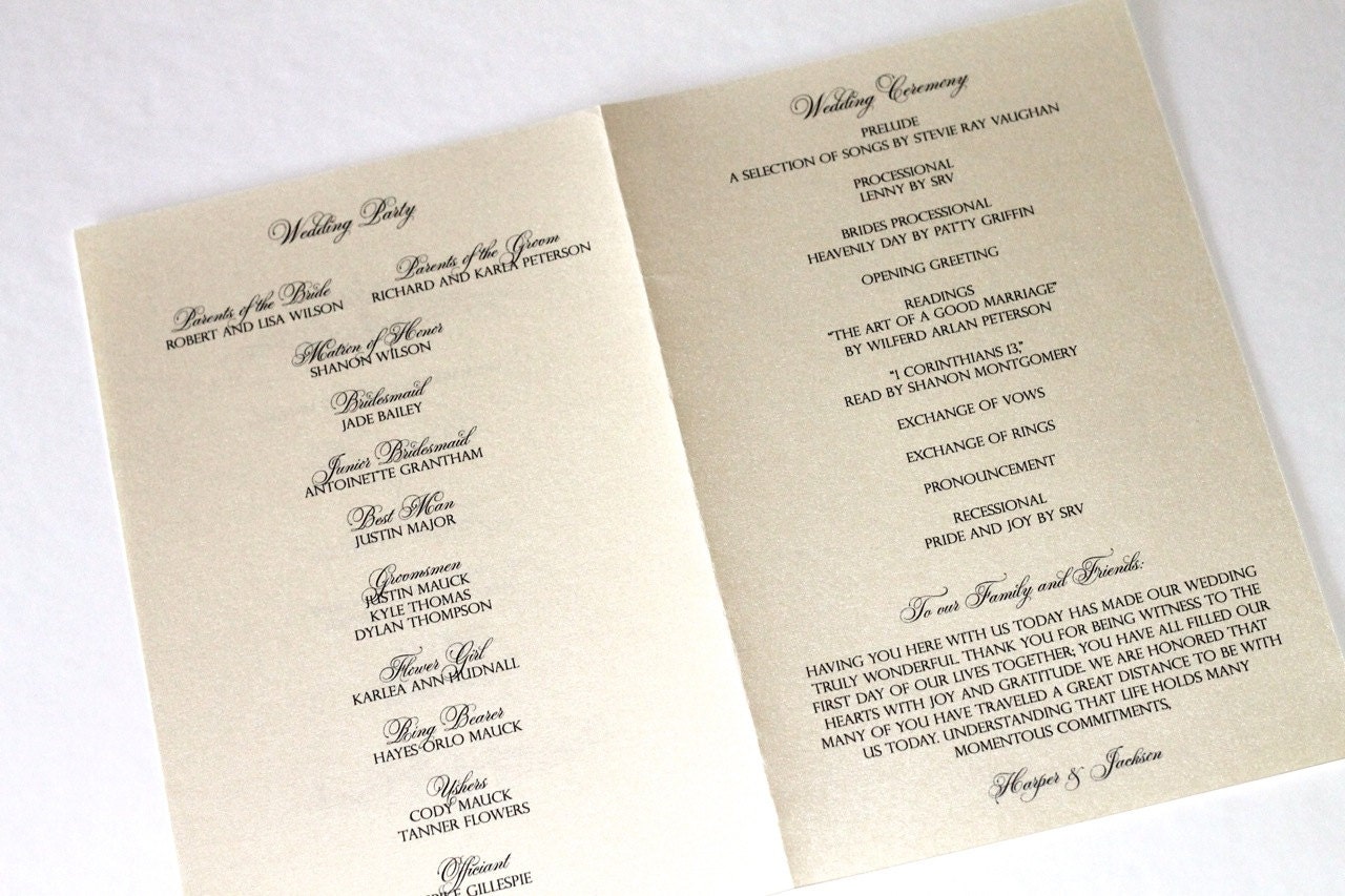 Harper Vintage Style Wedding Program Folded Minimum Order - Etsy