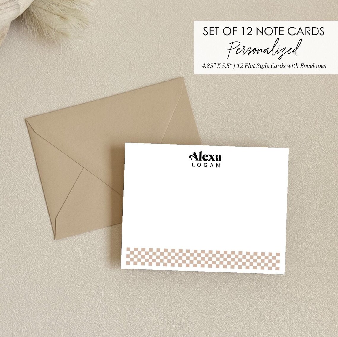 Modern Checkered Personalized Stationery for Women Personalized ...
