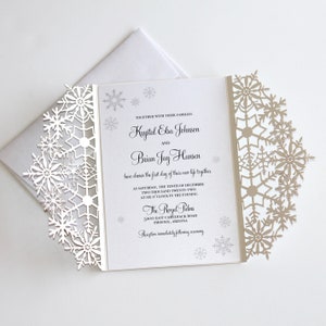 Winter Wedding Invitation Snowflake Invitation Custom Elegant Wedding ...