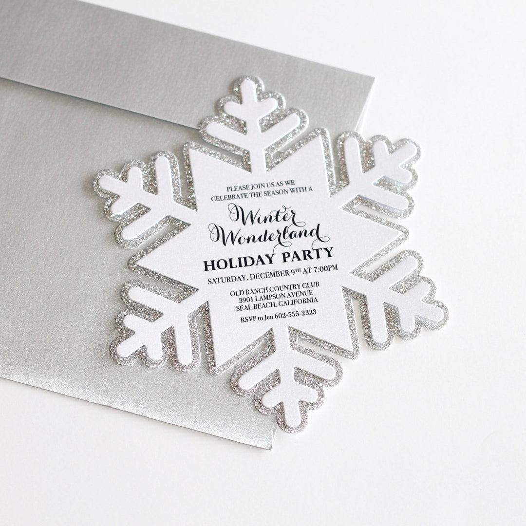 Snowflake Holiday Party Invitation Winter Wonderland Invite Xmas Party ...