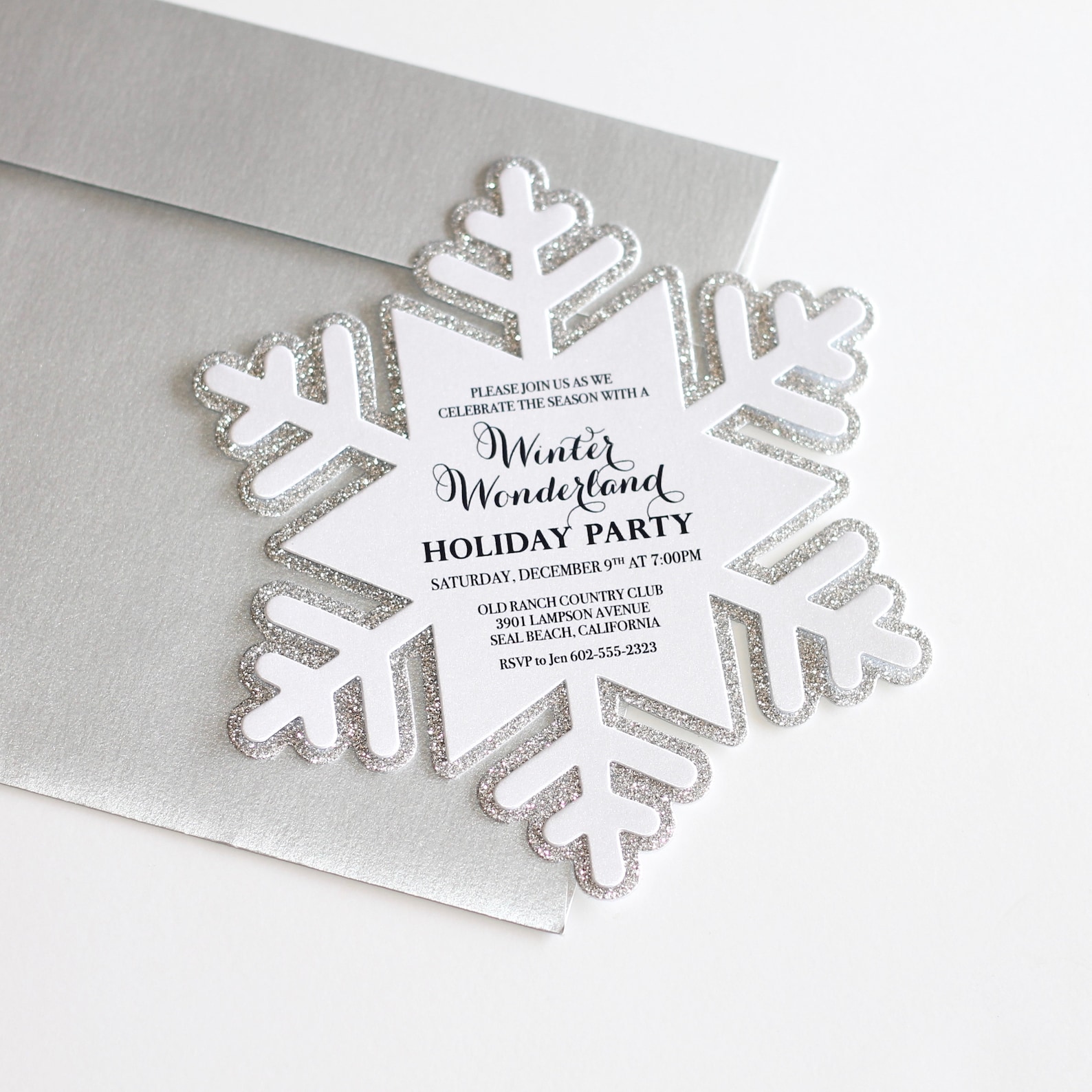 Snowflake Holiday Party Invitation Winter Wonderland Invite - Etsy