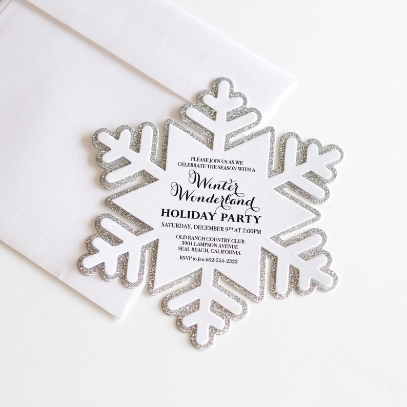 Snowflake Holiday Party Invitation Winter Wonderland Invite | Etsy