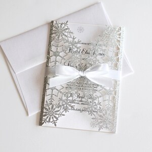 Winter Wedding Invitation Snowflake Invitation Custom Elegant Wedding ...
