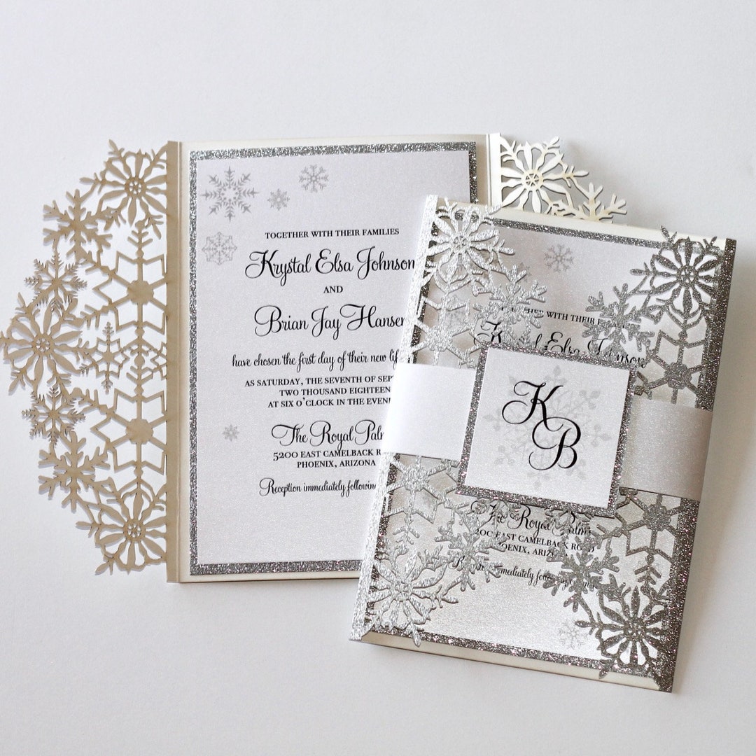 Winter Wedding Invitation Snowflake Invitation Elegant Wedding Invite ...