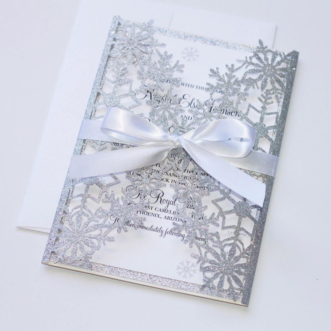 Winter Wedding Invitation Snowflake Invitation Elegant - Etsy