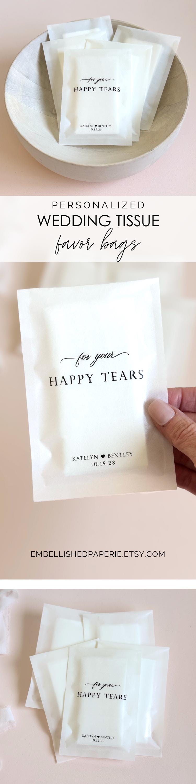 Wedding Tissue Pack for Guest Personalized Wedding Tissue Favor Bag ...