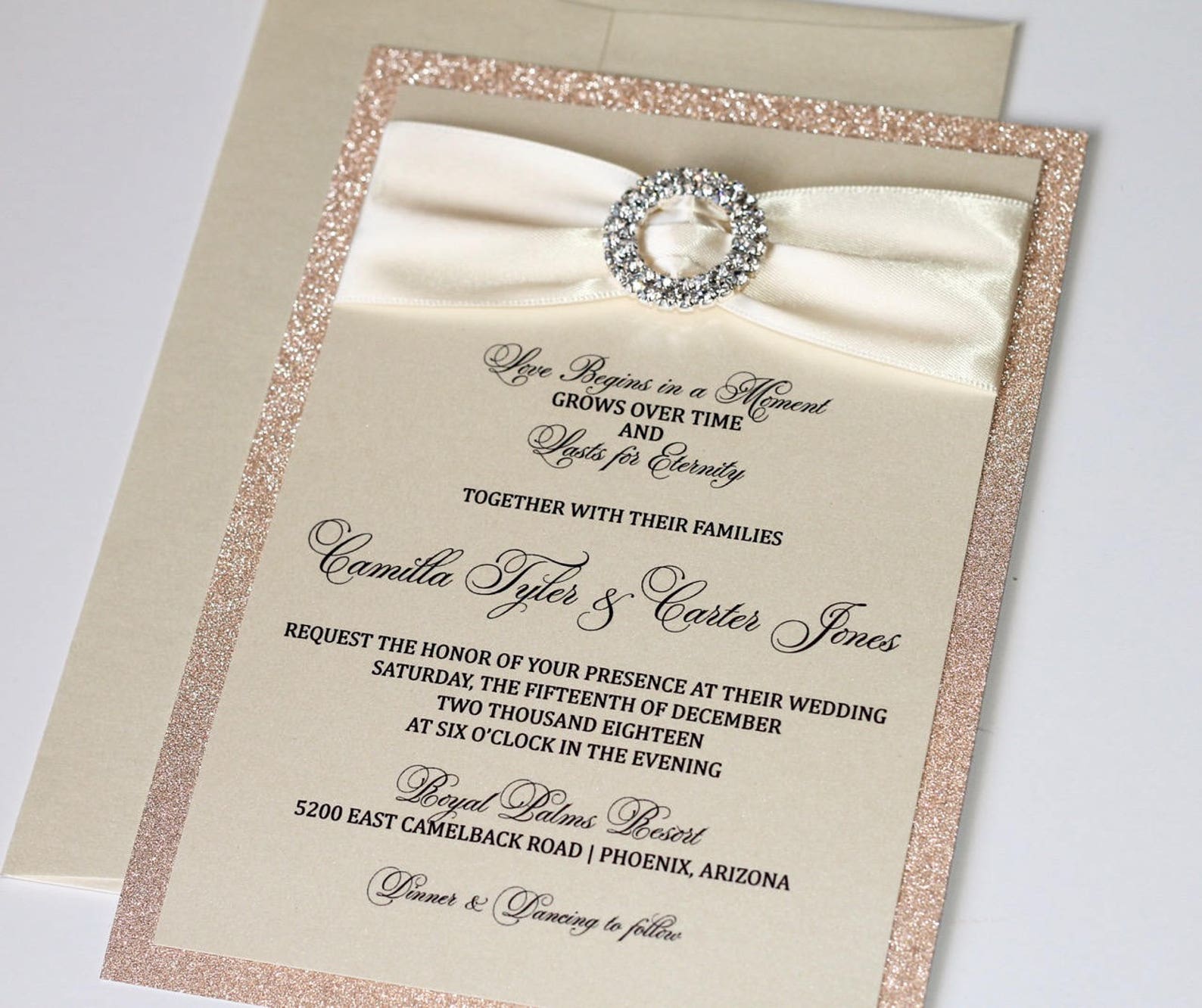 Elegant Rose Gold Wedding Invitation Glitter Wedding - Etsy