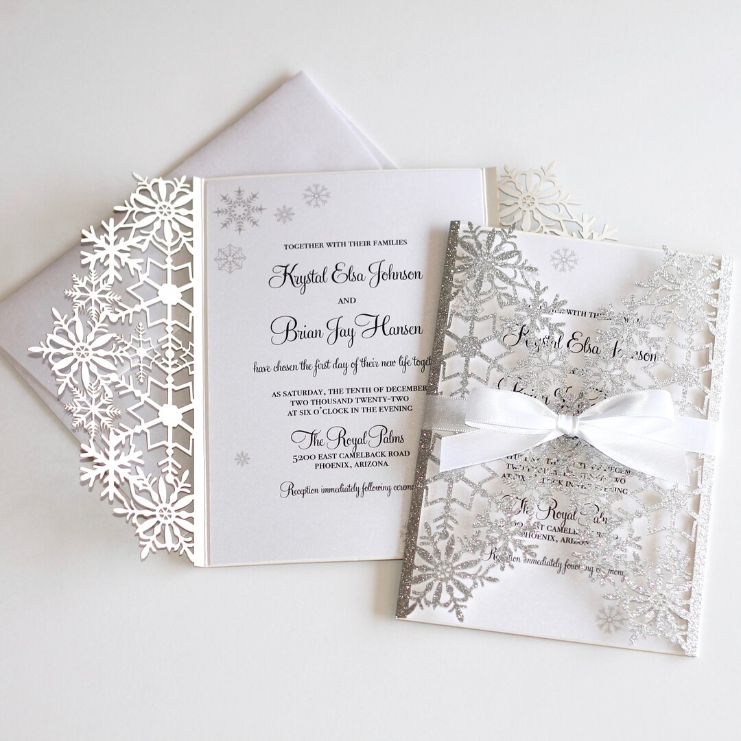 Winter Wedding Invitation Snowflake Invitation Elegant Wedding Invite ...