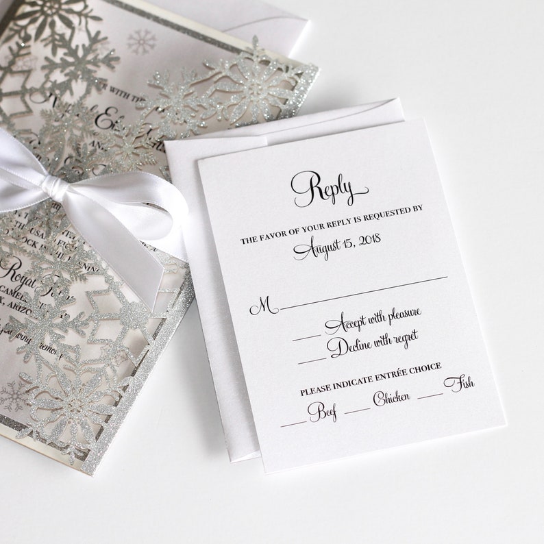 Winter Wedding Invitation Snowflake Invitation Elegant - Etsy