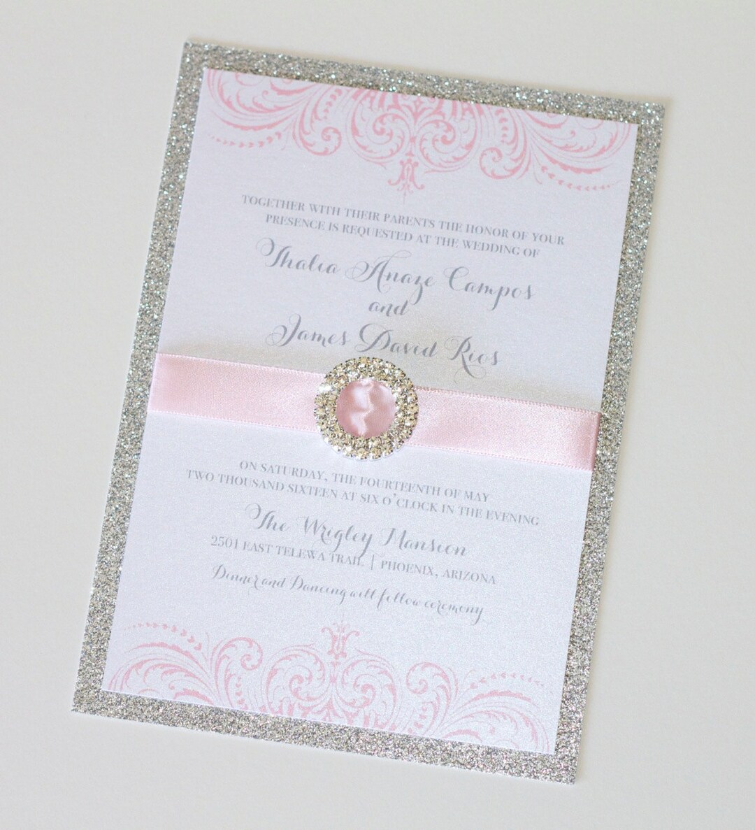 Glitter Wedding Invitation Elegant Wedding Invitation Vintage Wedding ...