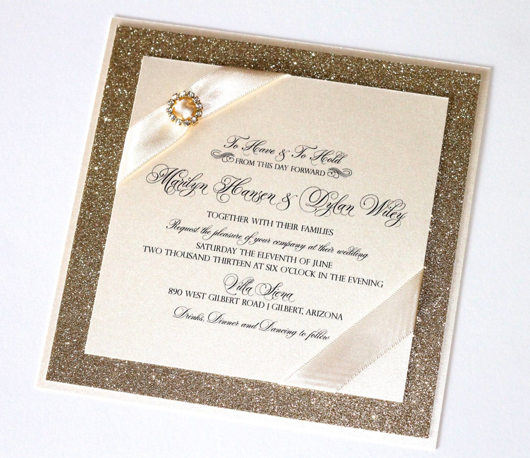 Glitter Wedding Invitation Elegant Wedding Invitation Vintage Wedding ...