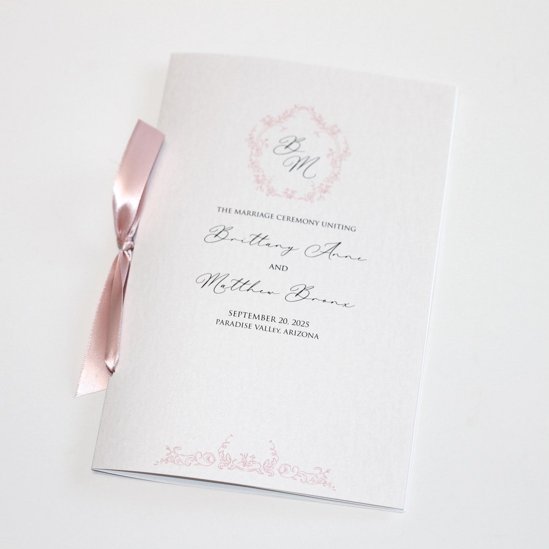 Blush Vintage Wedding Program Elegant Wedding Program - Etsy