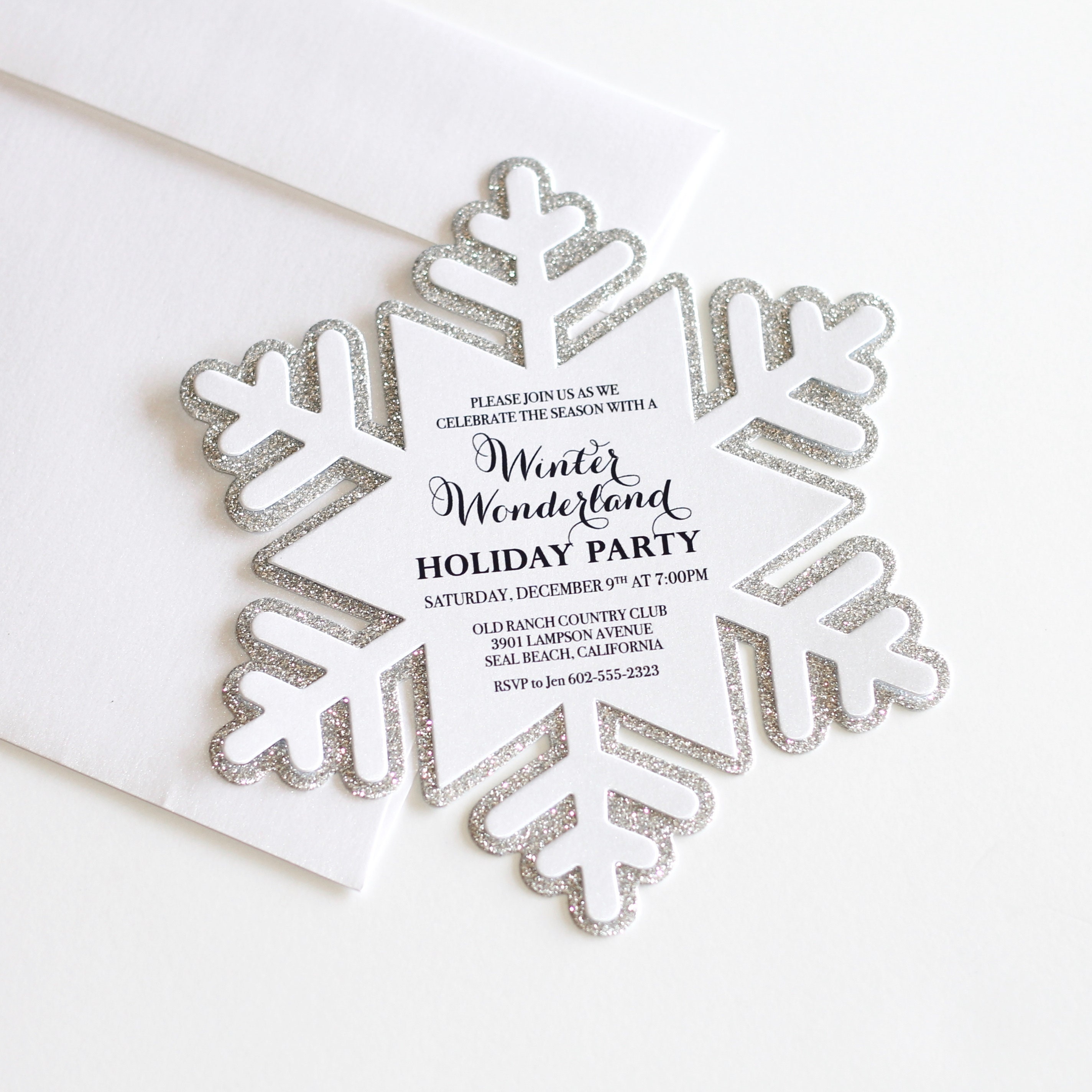 Snowflake Holiday Party Invitation Winter Wonderland Invite | Etsy