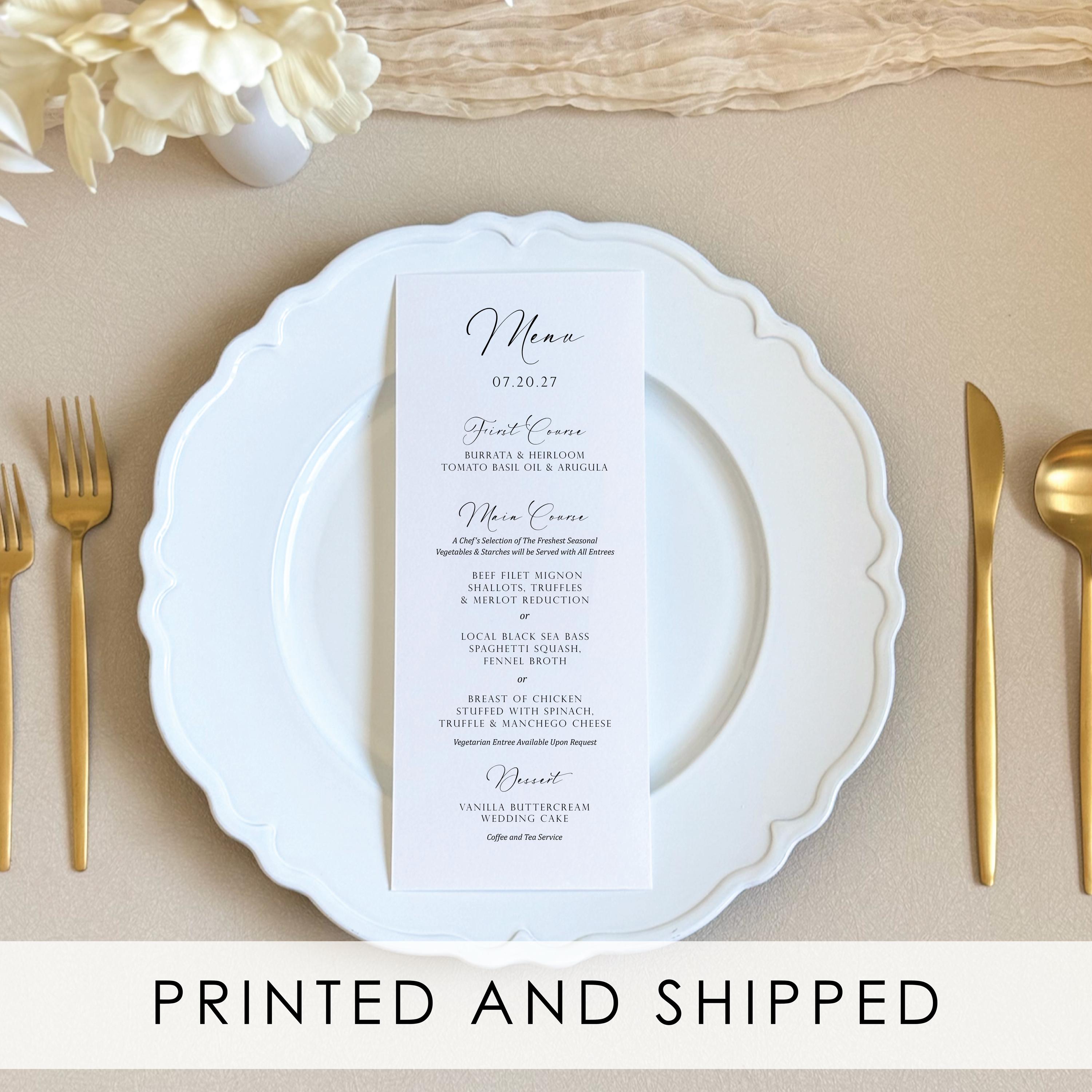 Elegant Wedding Menu Card Printed Wedding Reception Menu Personalized ...