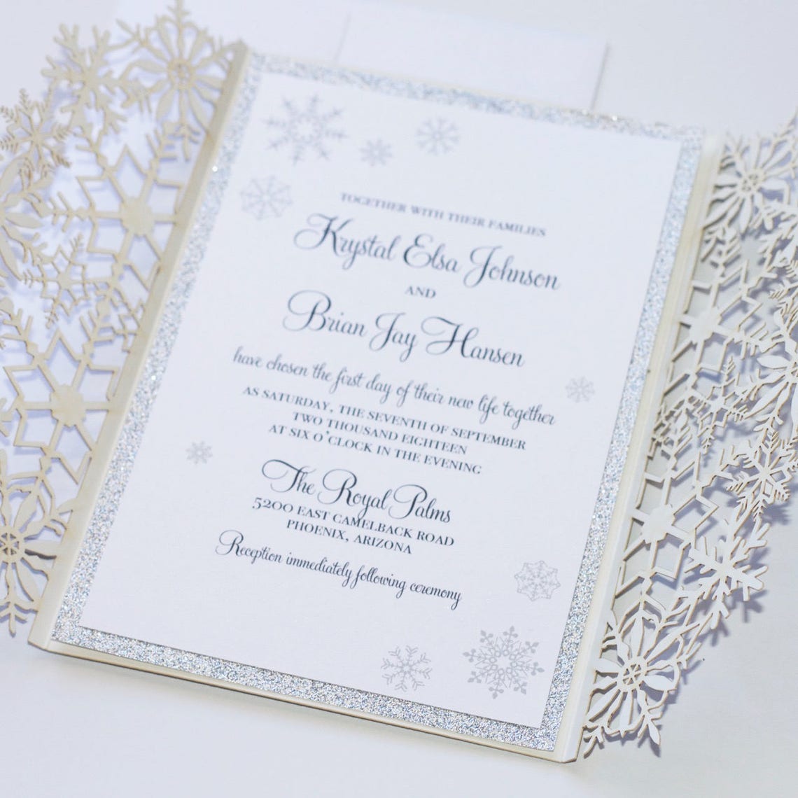Winter Wedding Invitation Snowflake Invitation Elegant - Etsy