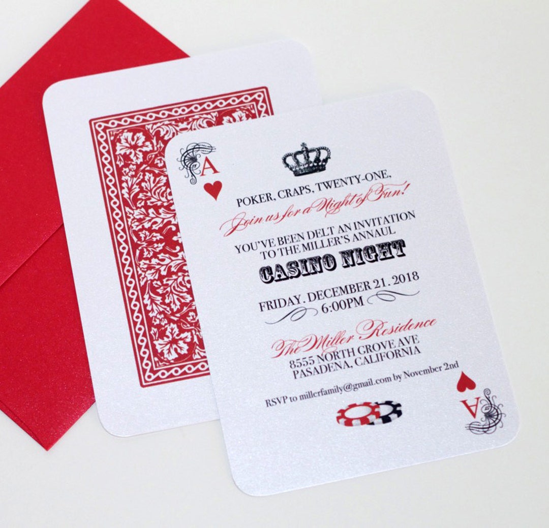 Casino Invitation Playing Card Invitation Casino Night Poker Party ...
