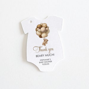 Teddy Bear Baby Shower Favor Tag Gender Neutral Thank You Onesie Tags ...