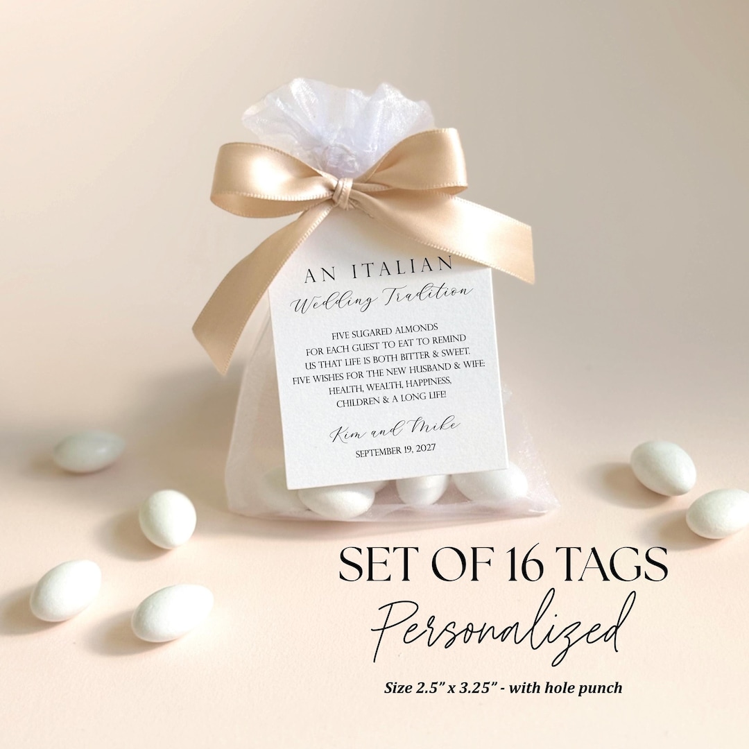 Jordan Almond Wedding Favor Tag Printed Italian Tradition Gift Tag ...