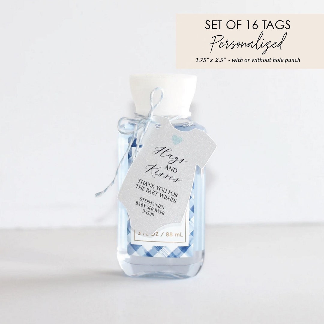 Boy Baby Shower Thank You Tag Boy Favor Tag Blue Favor Tag Hugs and ...