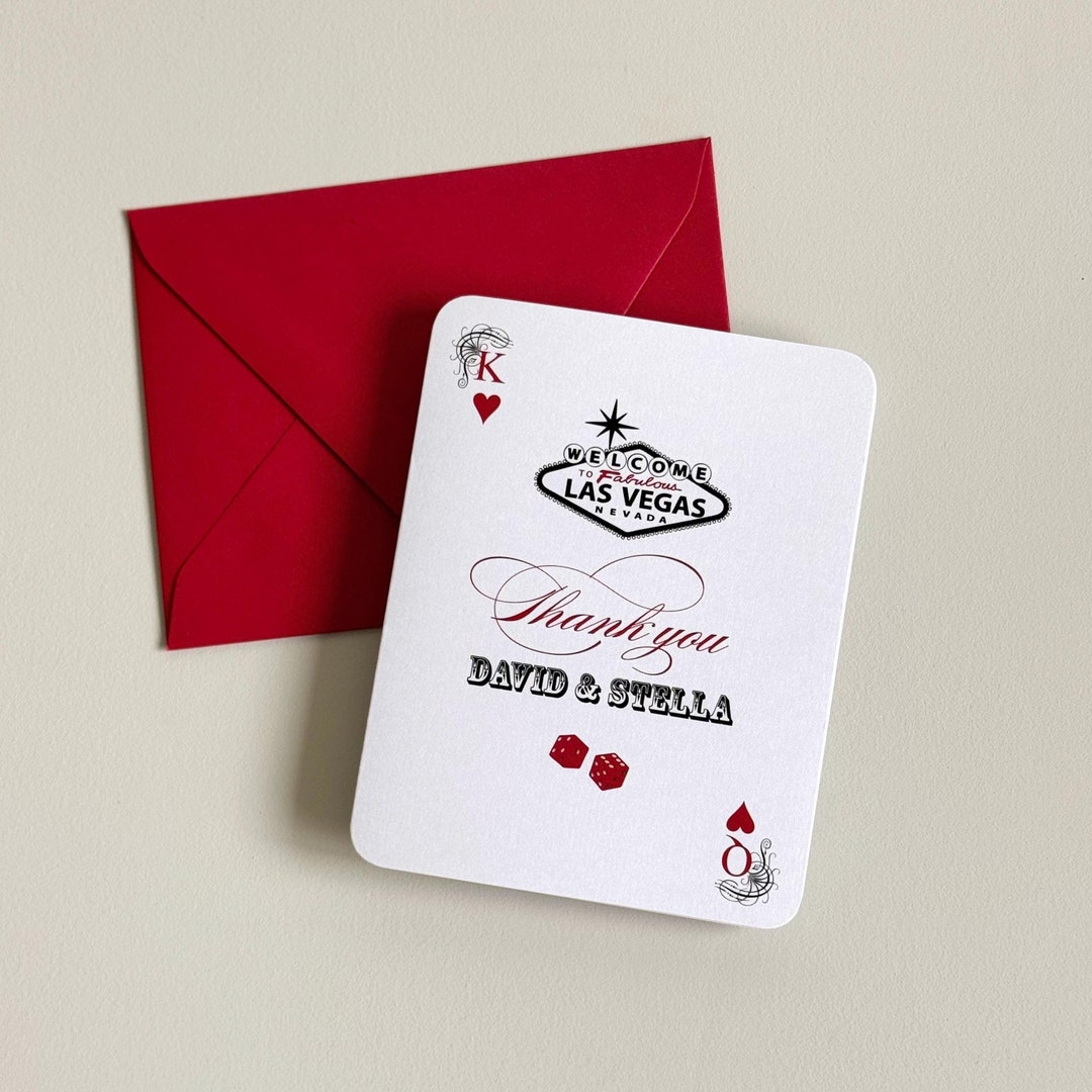 Las Vegas Thank You Card Las Vegas Wedding Personalized Playing Card ...