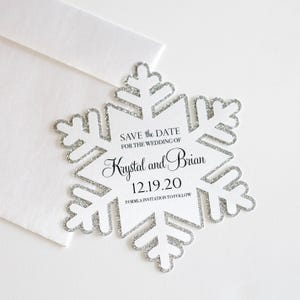 Winter Wedding Invitation Silver Glitter Snowflake Invitation Elegant ...
