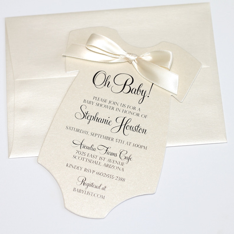Gender Neutral Baby Shower Invitation Ivory Bow Baby Shower Custom ...