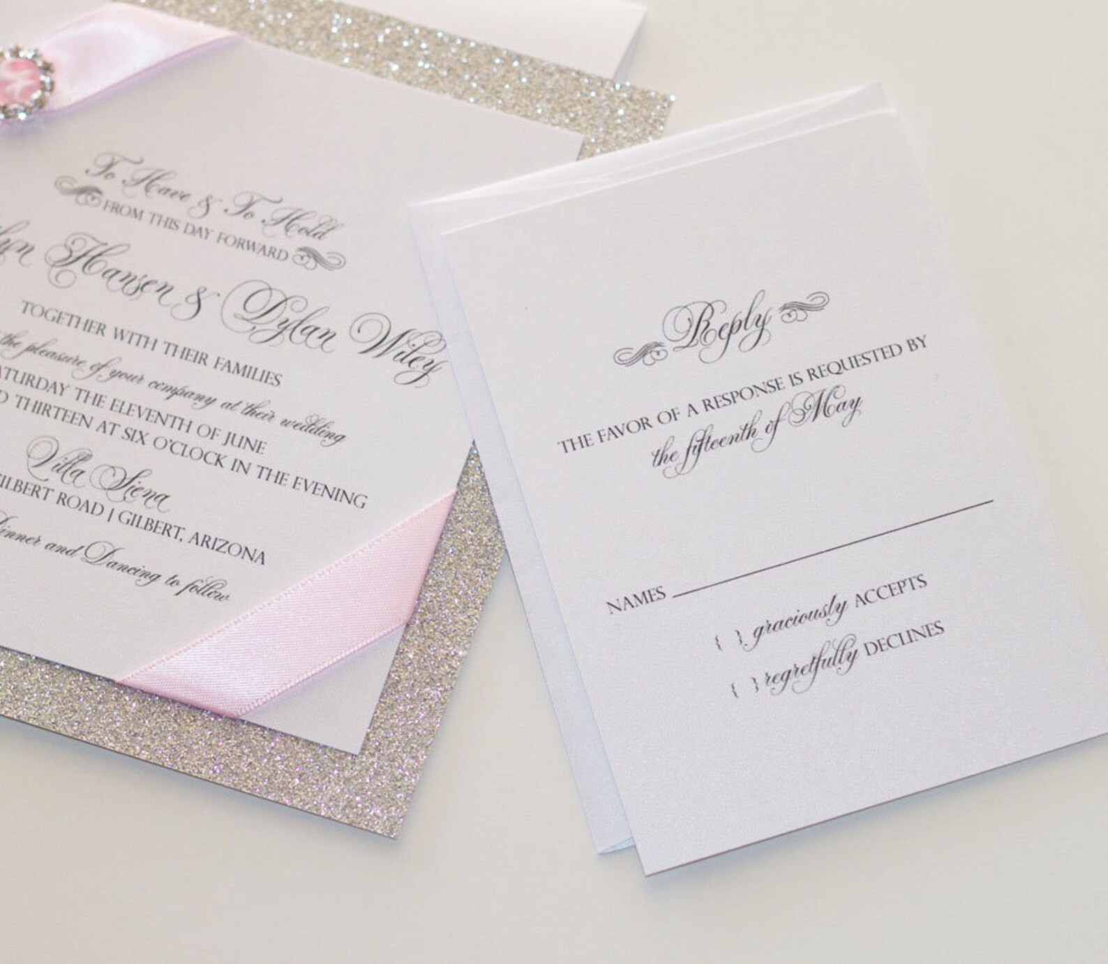 Silver Glitter Wedding Invitation Vintage Wedding Invitation | Etsy