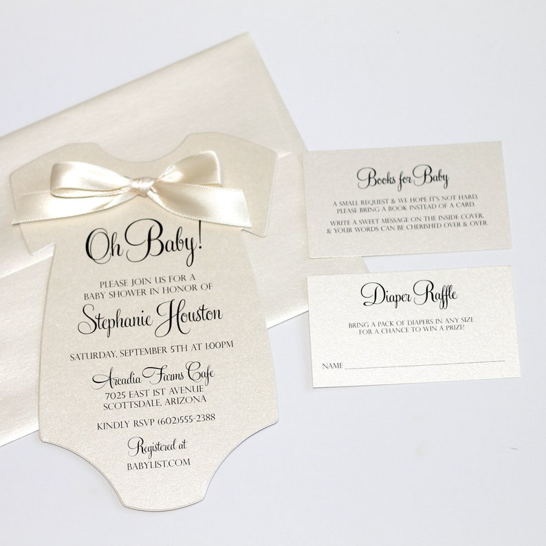 Gender Neutral Baby Shower Invitation Ivory Bow Baby Shower Custom ...