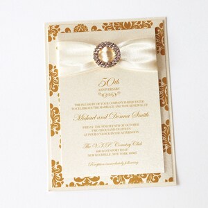 50th Wedding Anniversary Invitation Embellished Wedding Invitation ...