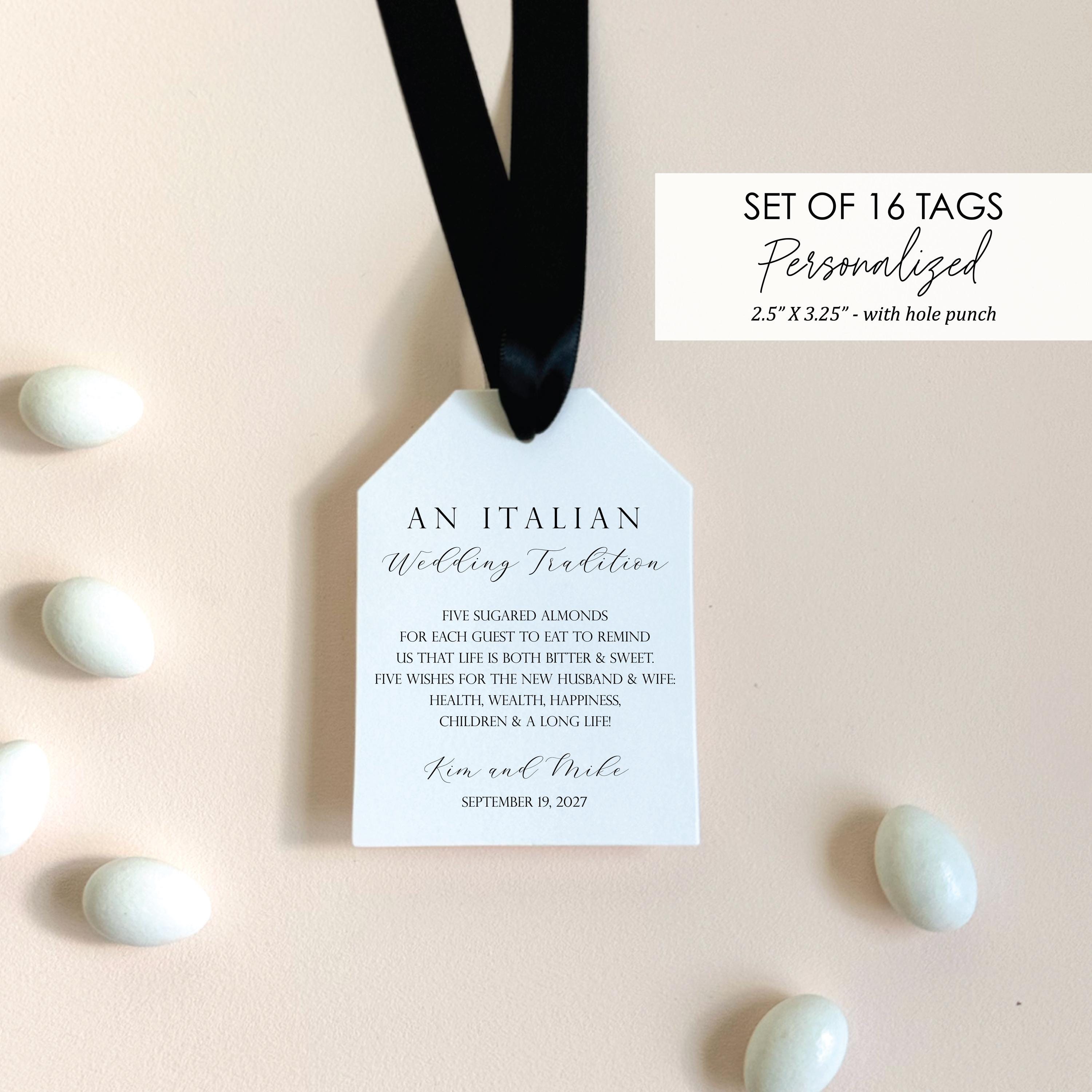 Custom Jordan Almond Wedding Favor Tag Printed Italian Tradition Gift ...