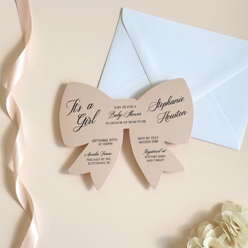 Pink Bow Baby Shower Invitation for Girl Baby Shower Invite Coquette ...