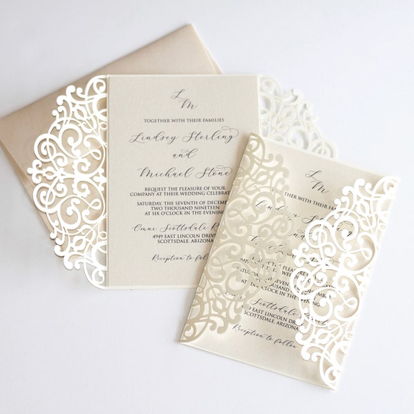 Lace Wedding Invitations - Etsy