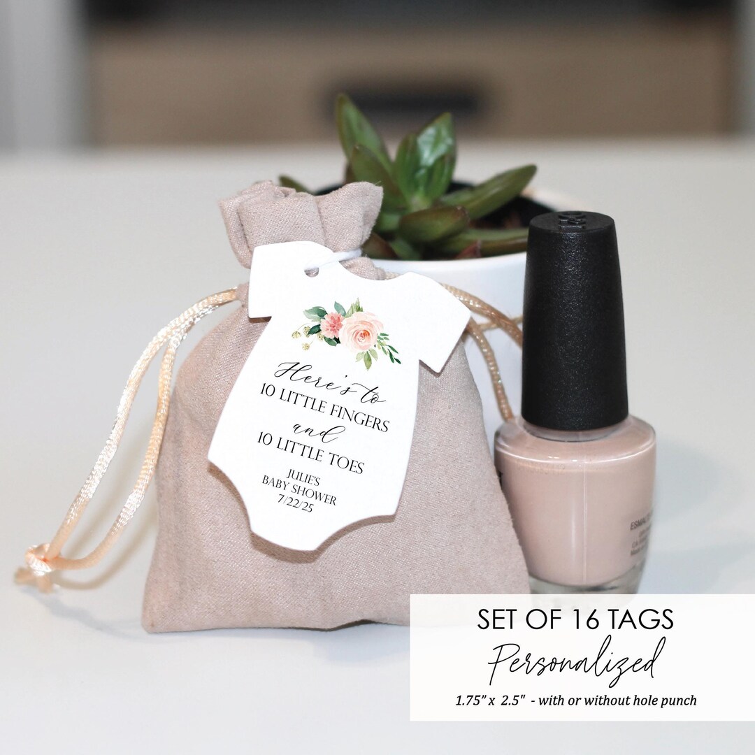 Blush Baby Shower Favor Tag Nail Polish Favor Tag It's a Girl Pink ...