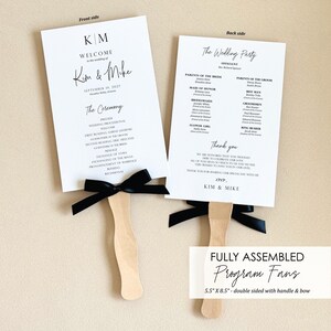 PRINTED Wedding Program Fan Modern Wedding Ceremony Fan Custom Order of ...