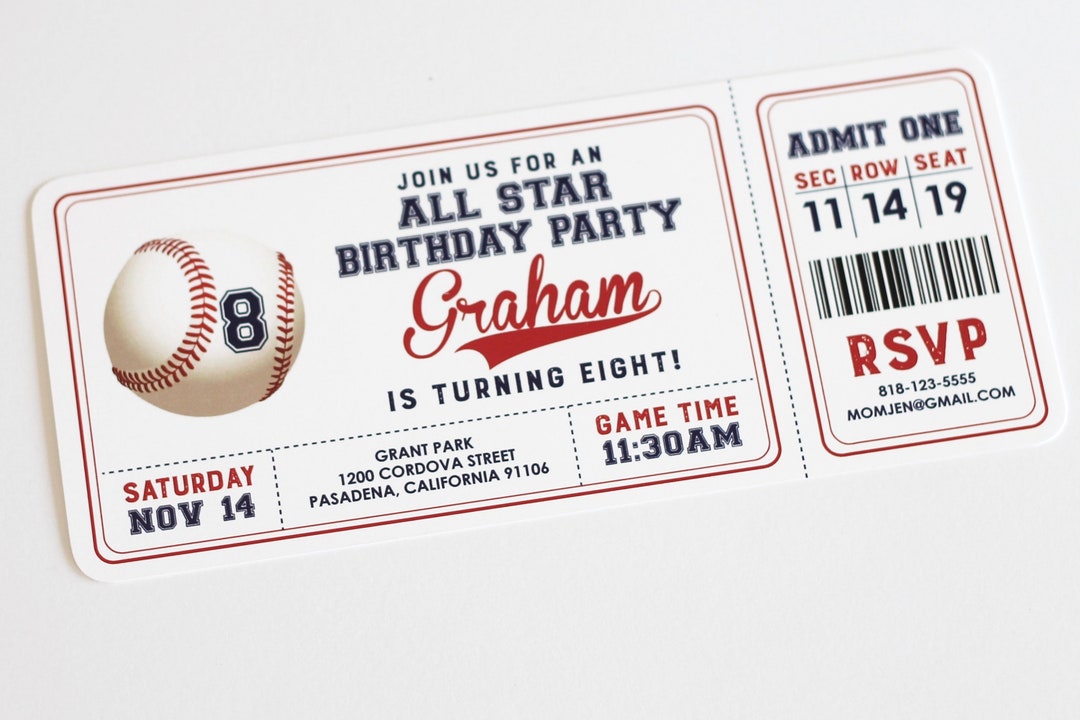 Baseball Invitation Baseball Birthday Party Invite Baseball Themed ...