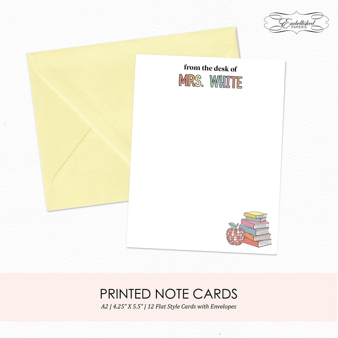 Teacher Personalized Stationery Teacher Gift Custom Stationary Notecard ...