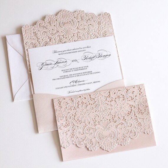 Lace Wedding Invitation Sets DesignerBox 10 Pack Wedding Invitations